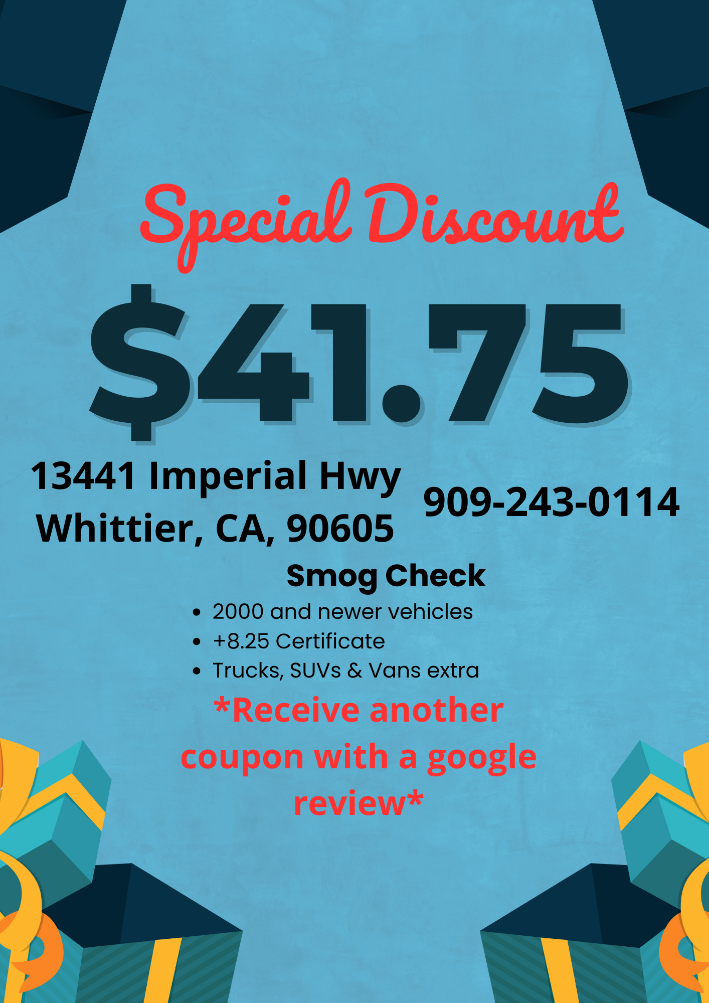 41.75 Star Smog Test: Cheapest Smog Price In Whittier
