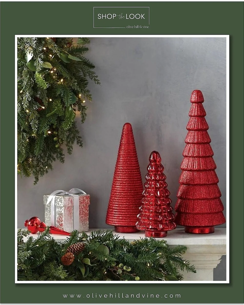 Red Glass Tree Mantel Decor — OliveHillandVine