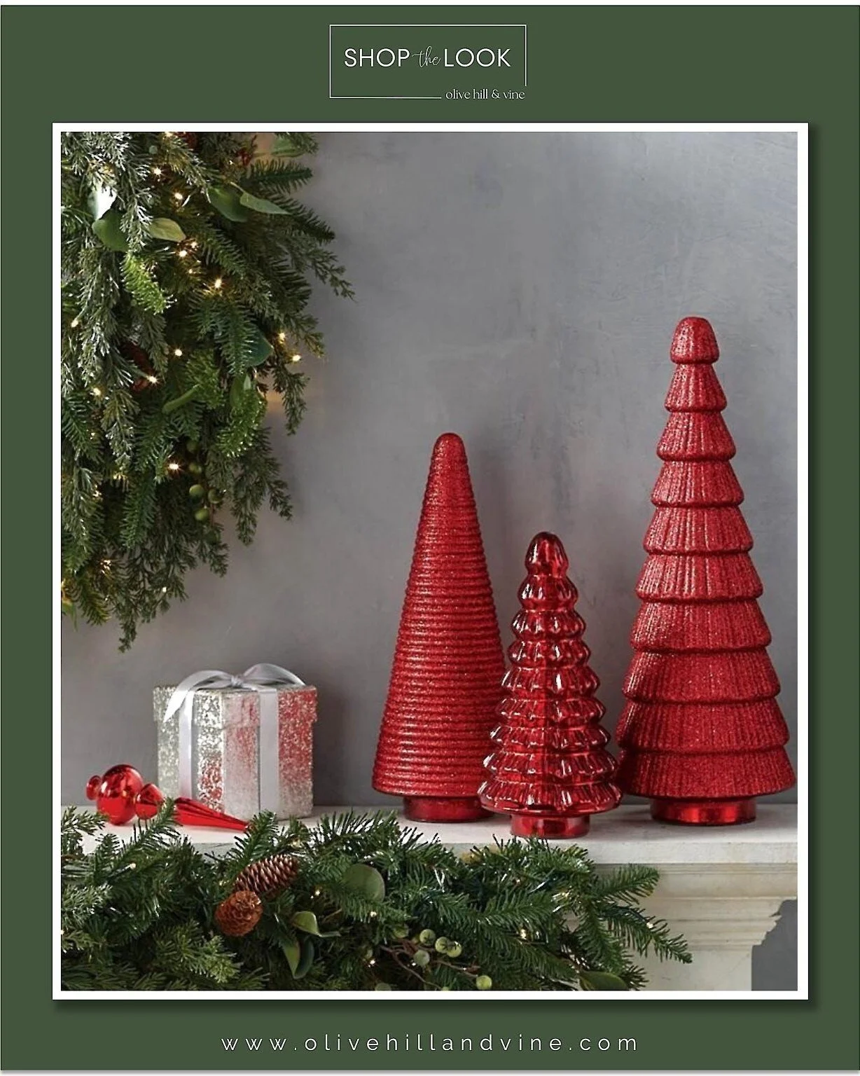 Red Glass Tree Mantel Decor — OliveHillandVine