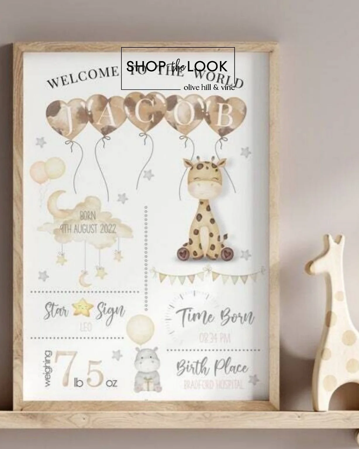 Giraffe Baby Stat Board — OliveHillandVine