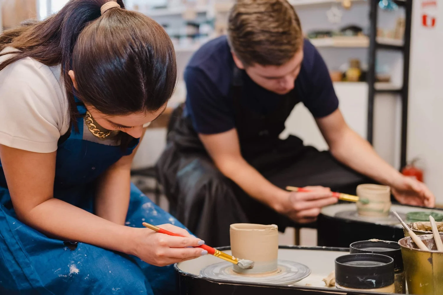 Date night pottery class for couples Chicago