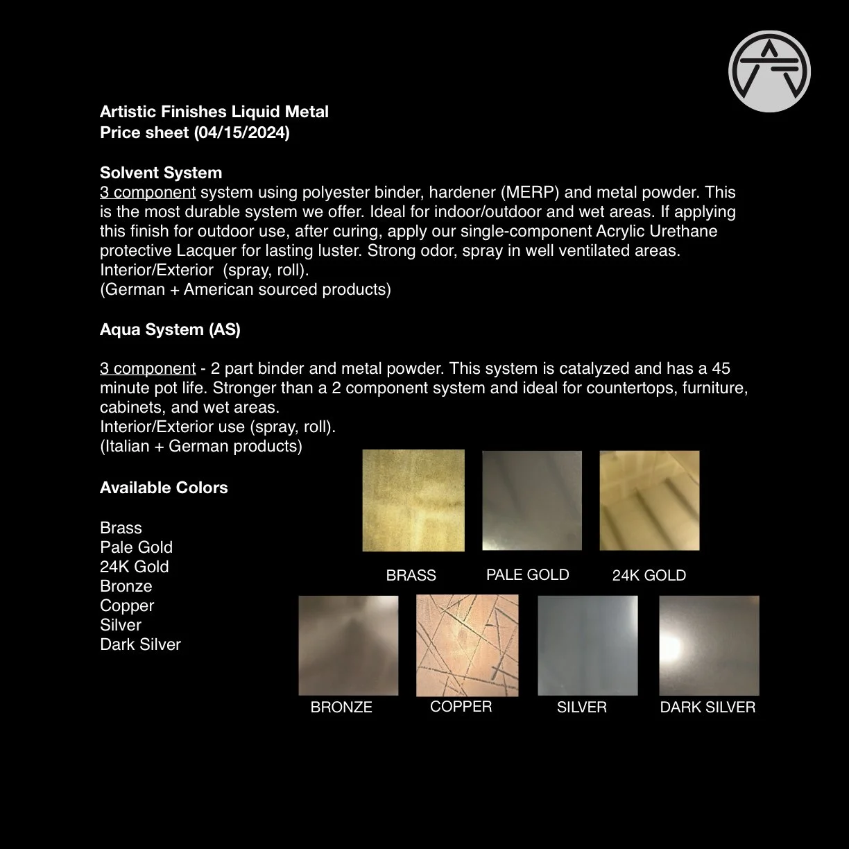 2kg Water Based Liquid Metal Kit - 3 Components — Artistic Finishes