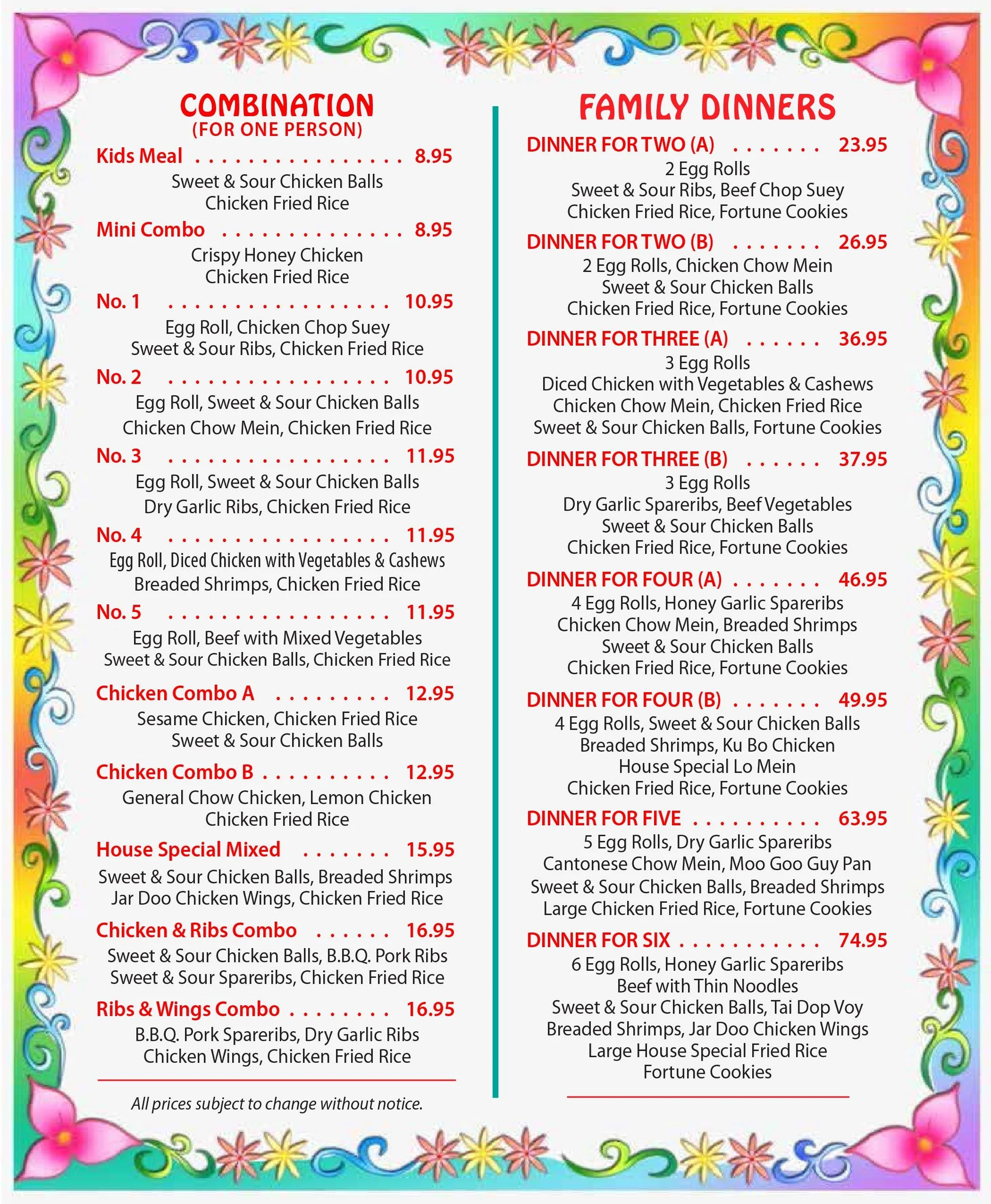 Menu — Cheung's Restaurant