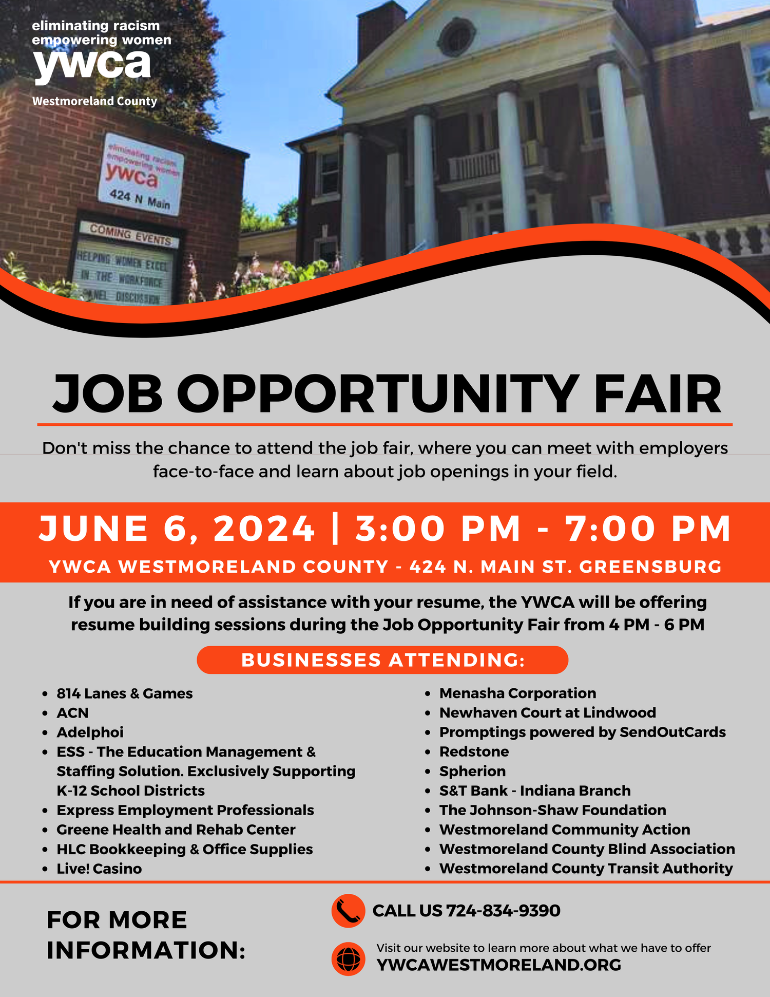 Job Opportunity Fair — YWCA Westmoreland County | Technology Classes ...