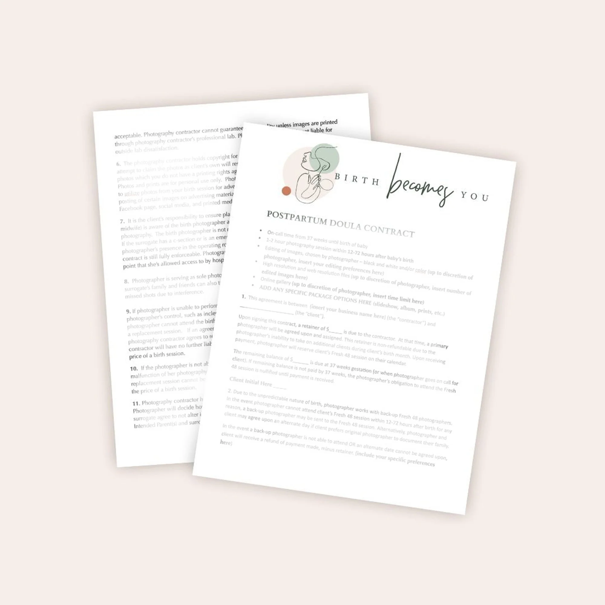 Postpartum DOULA - Contract — Birth Becomes You