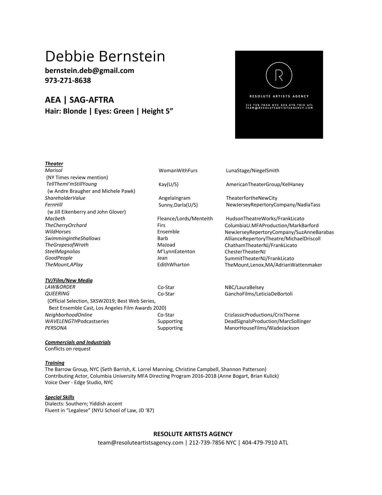 Resume — Debbie Bernstein