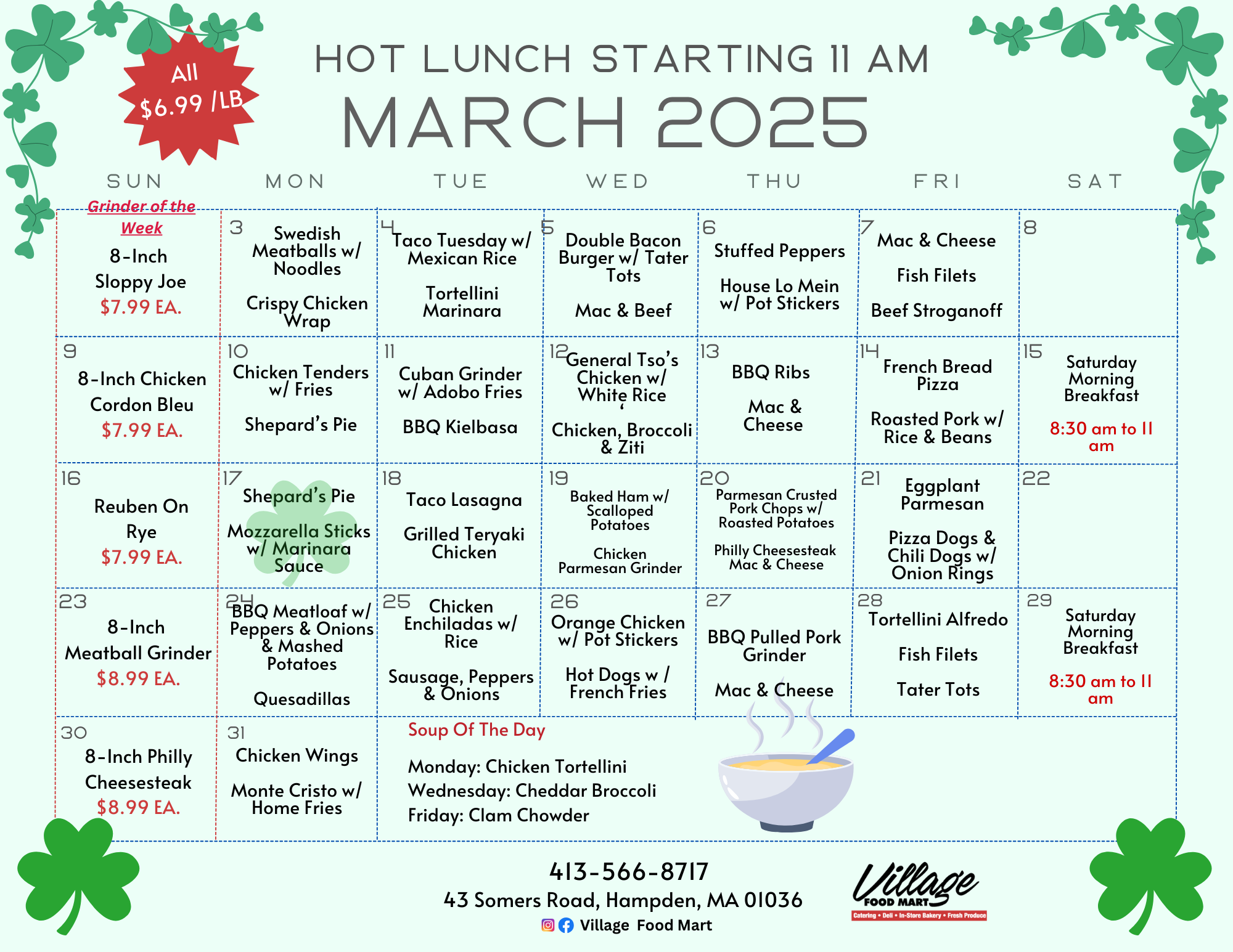 Lunch/Dinner Menus — Village Food Mart