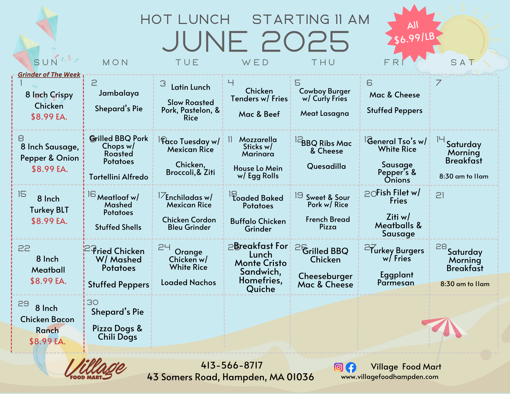 Lunch/Dinner Menus — Village Food Mart