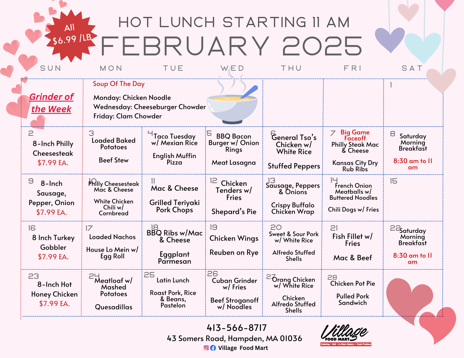 Lunch/Dinner Menus — Village Food Mart