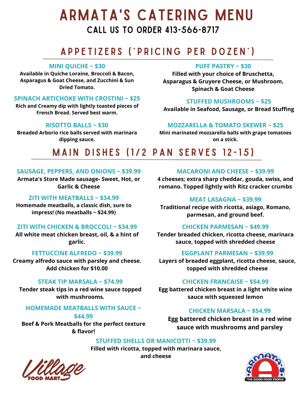 Catering Menu — Village Food Mart