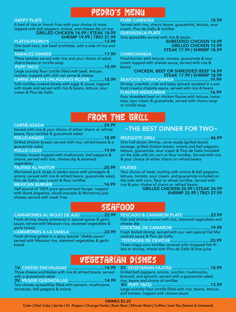 Menu — Pedro's Tacos & Tequila Bar