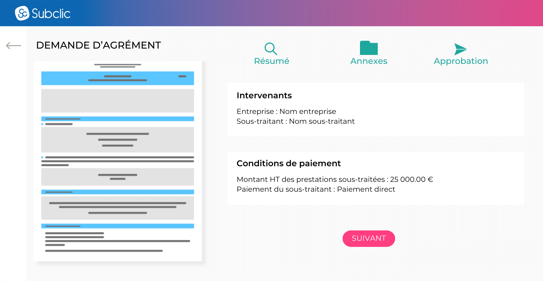 Demandes d'agréments ou DC4 — Subclic