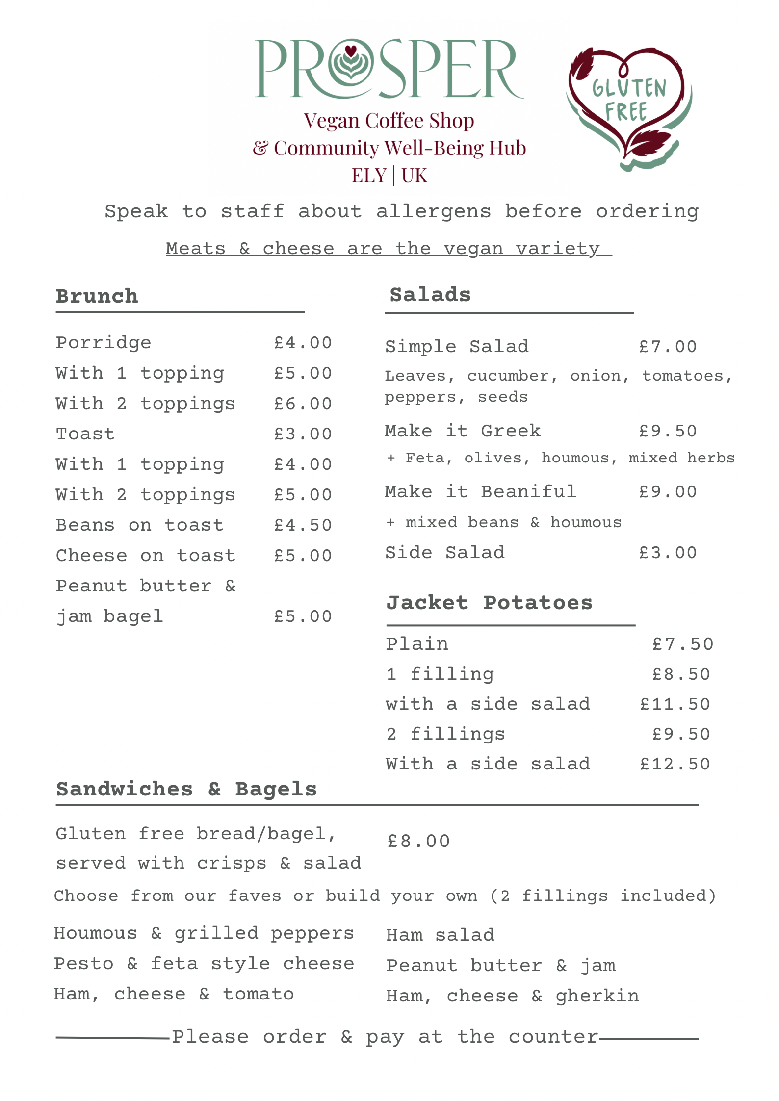 Food & Drink — Prosper Coffee Shop