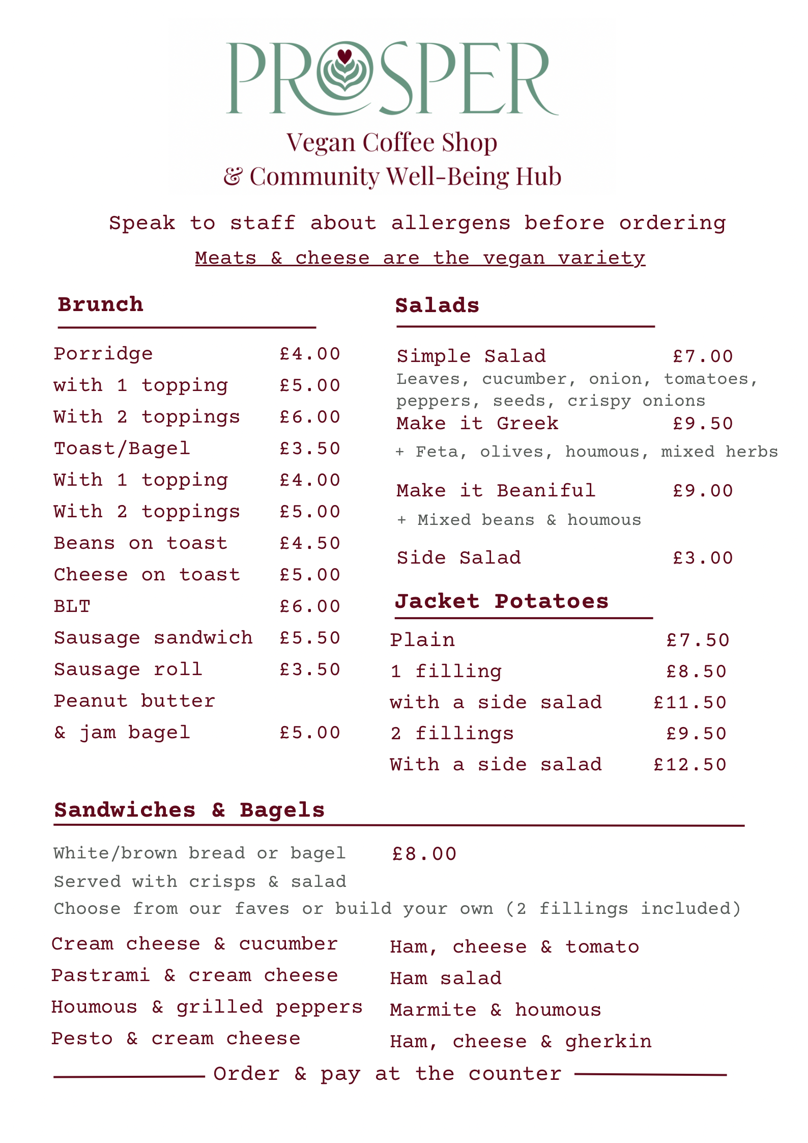 Food & Drink — Prosper Coffee Shop