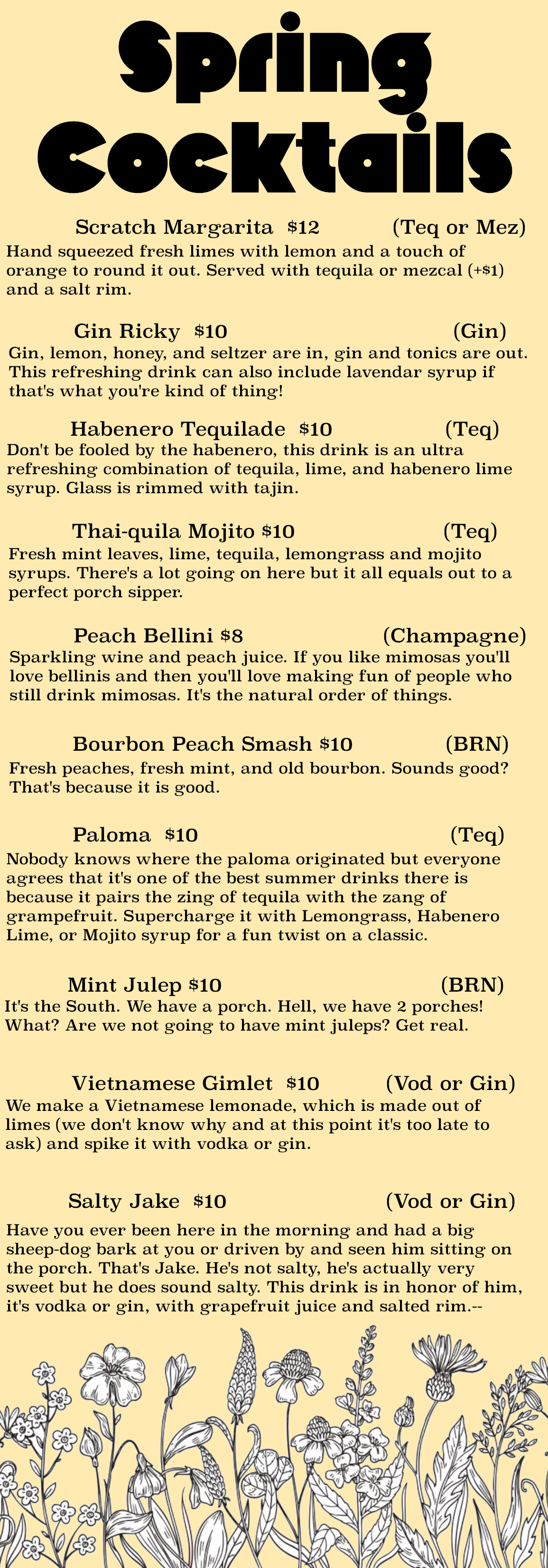 Menu 1 — Forest Trail House