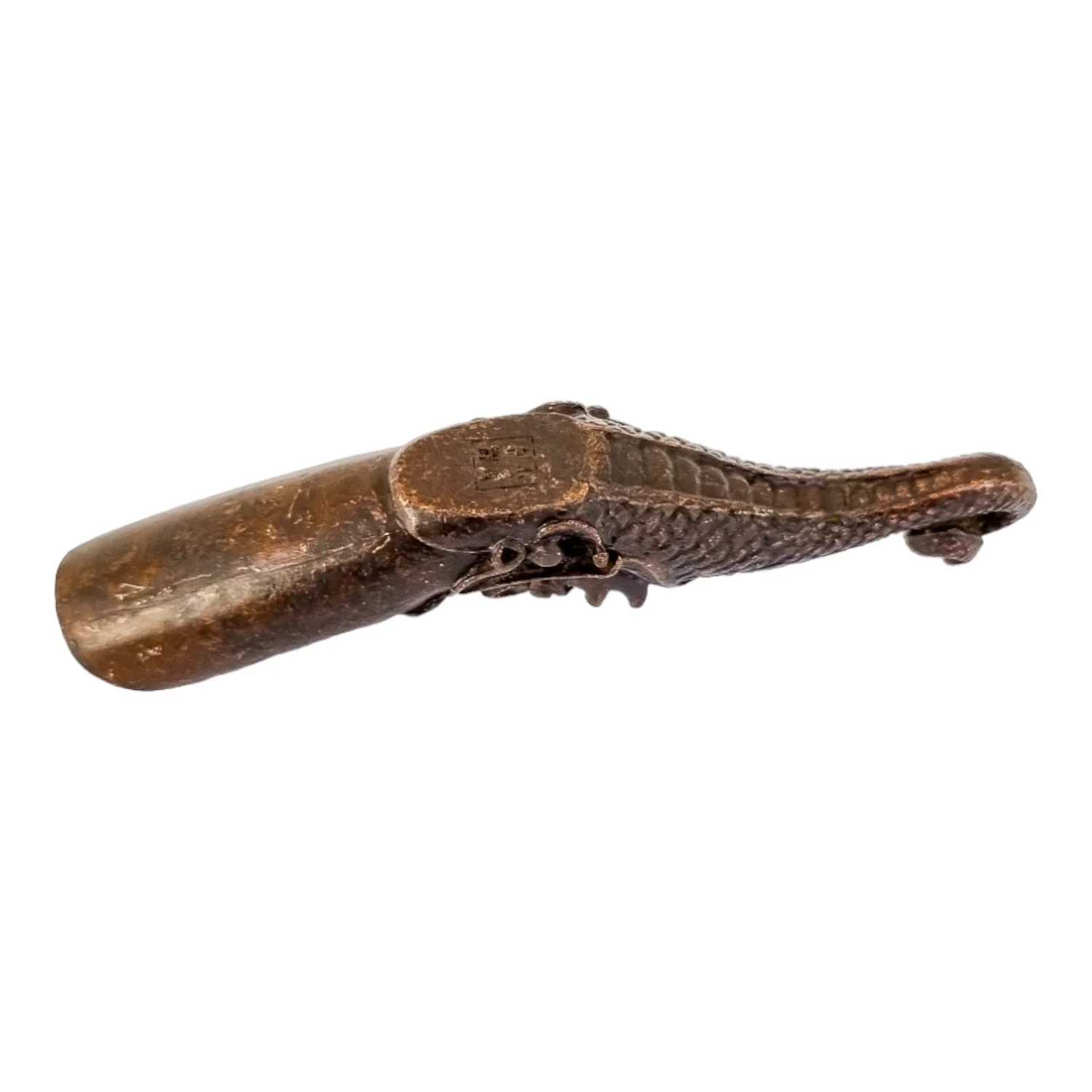 Chinese bronze libation cup with immortals, Tang marks, octagonal body ...
