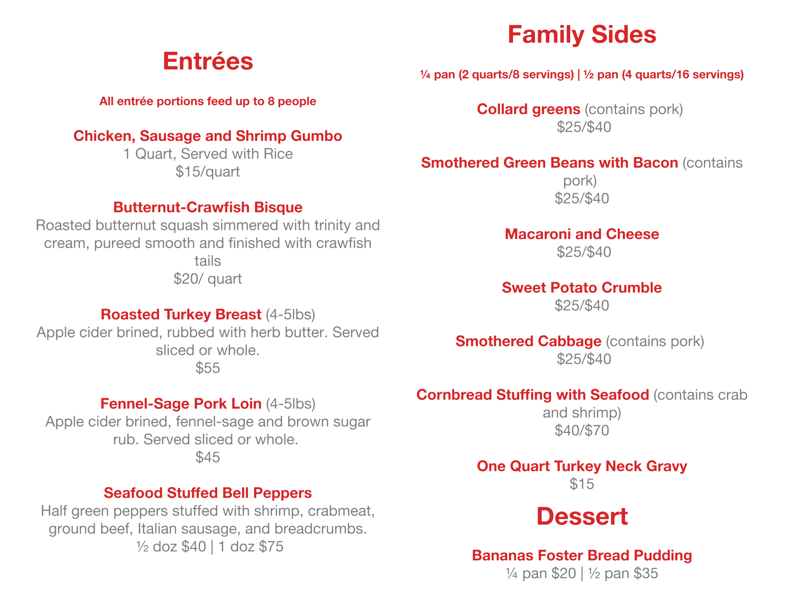 Thanksgiving Catering 2024 — Café Reconcile New Orleans — Café ...