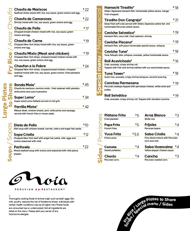 Menu — Moia Las Vegas
