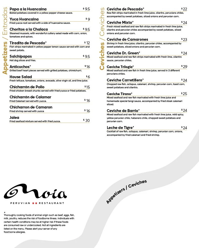 Menu — Moia Las Vegas