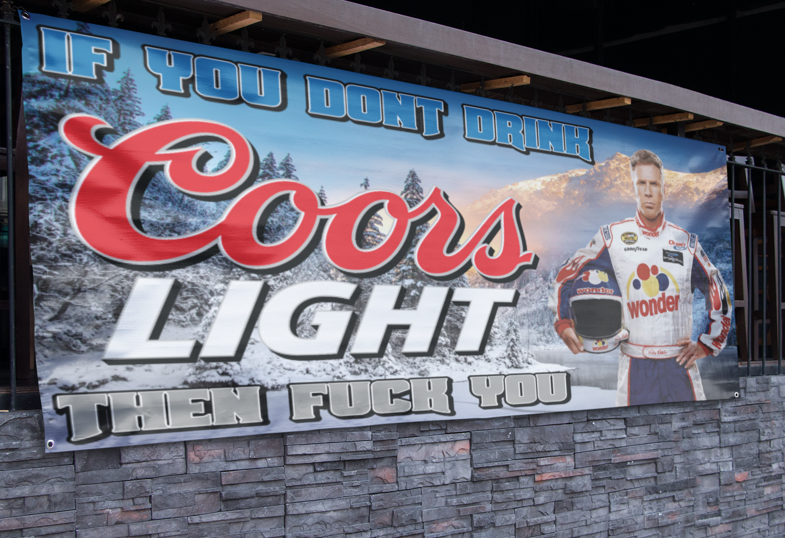 Coors Light Ricky Bobby Beer Banner — Razor Edge Banner Company
