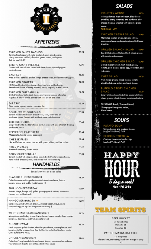 Menu — Industry Gastro Lounge