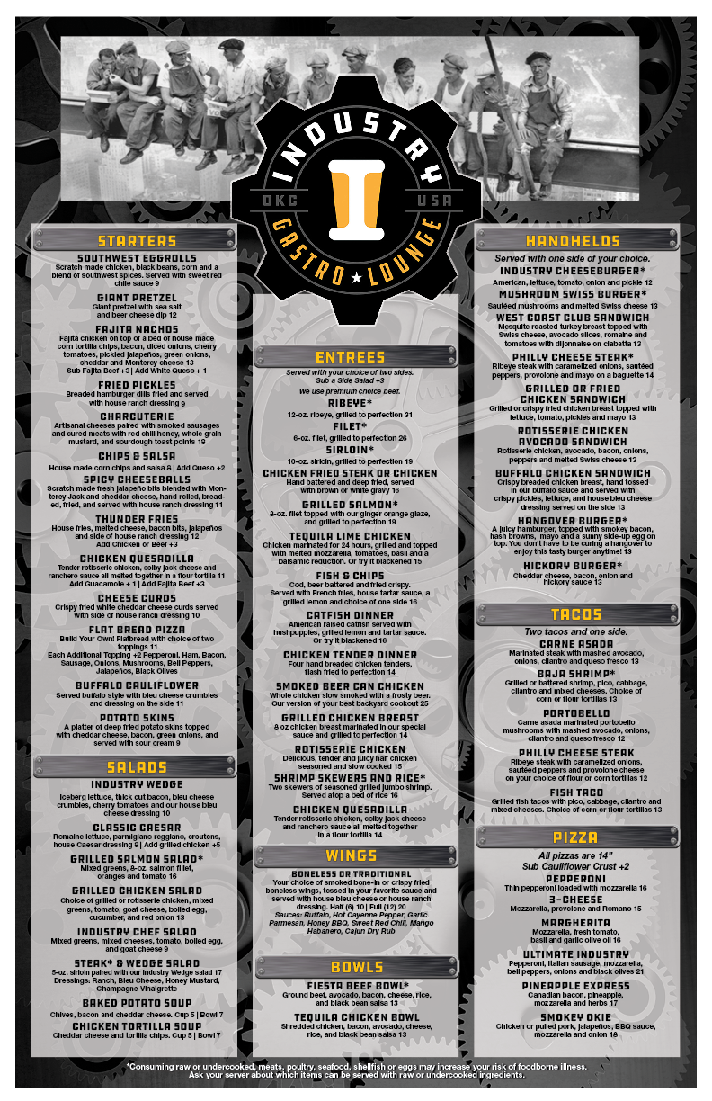 Menu — Industry Gastro Lounge