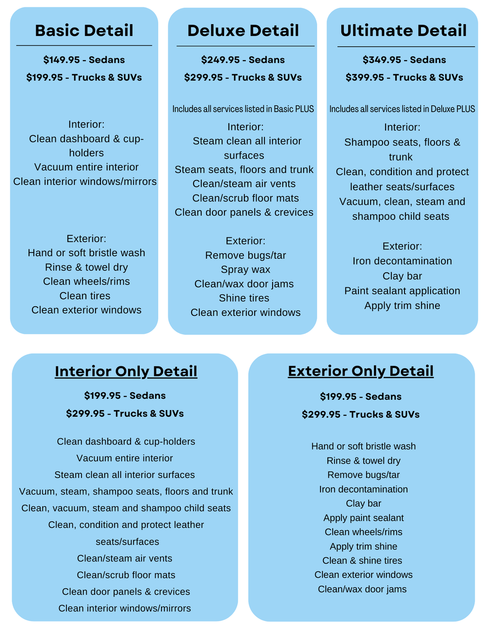 Detailing Packages — Mobile Car Detailing