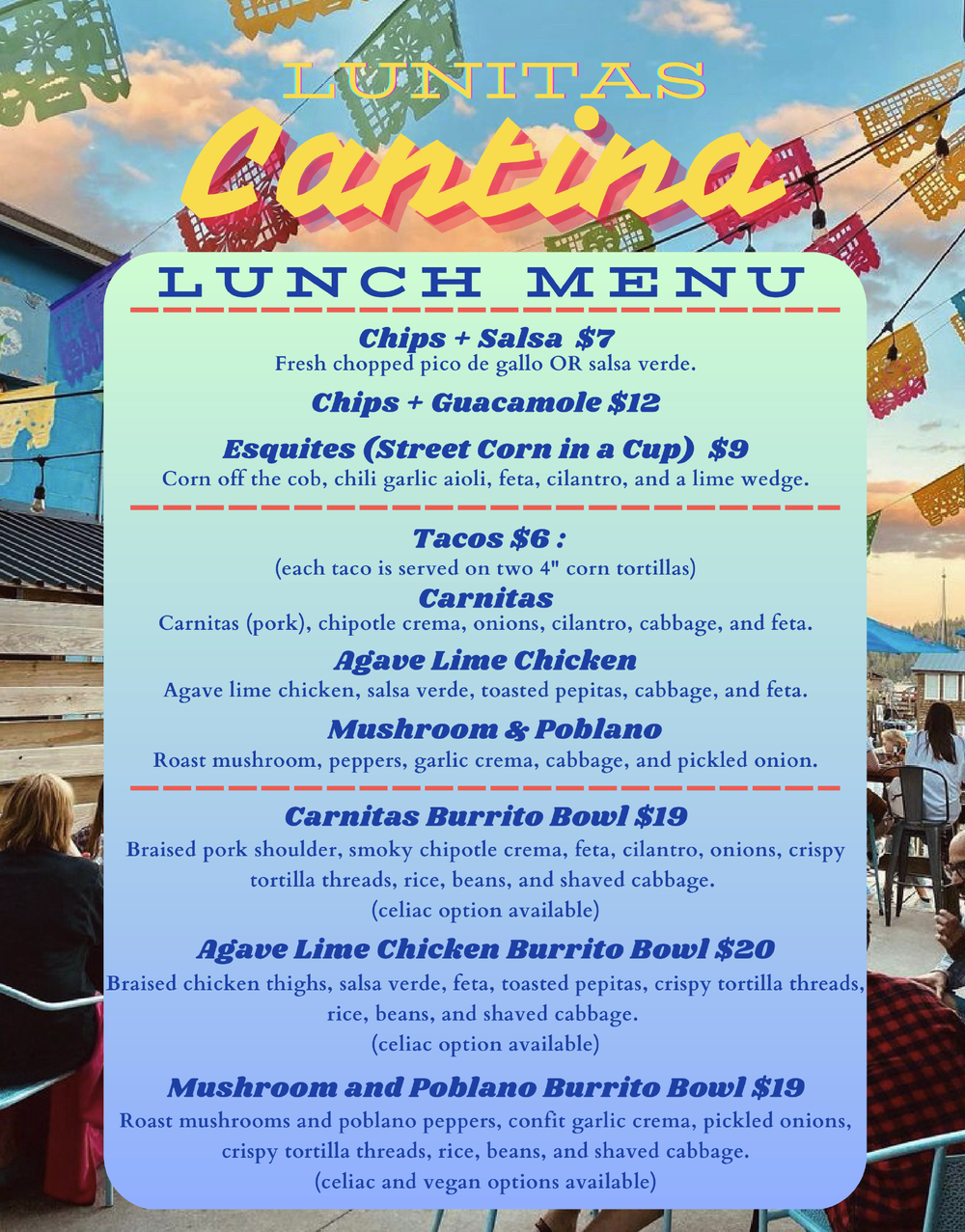 Food Menu — Lunitas Mexican Eatery | Gibsons Landing