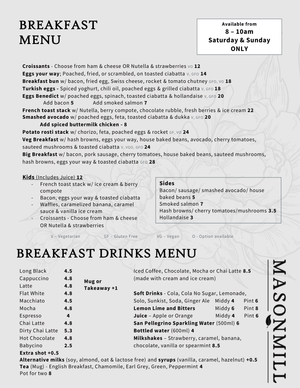 Menu — Masonmill Perth Hills