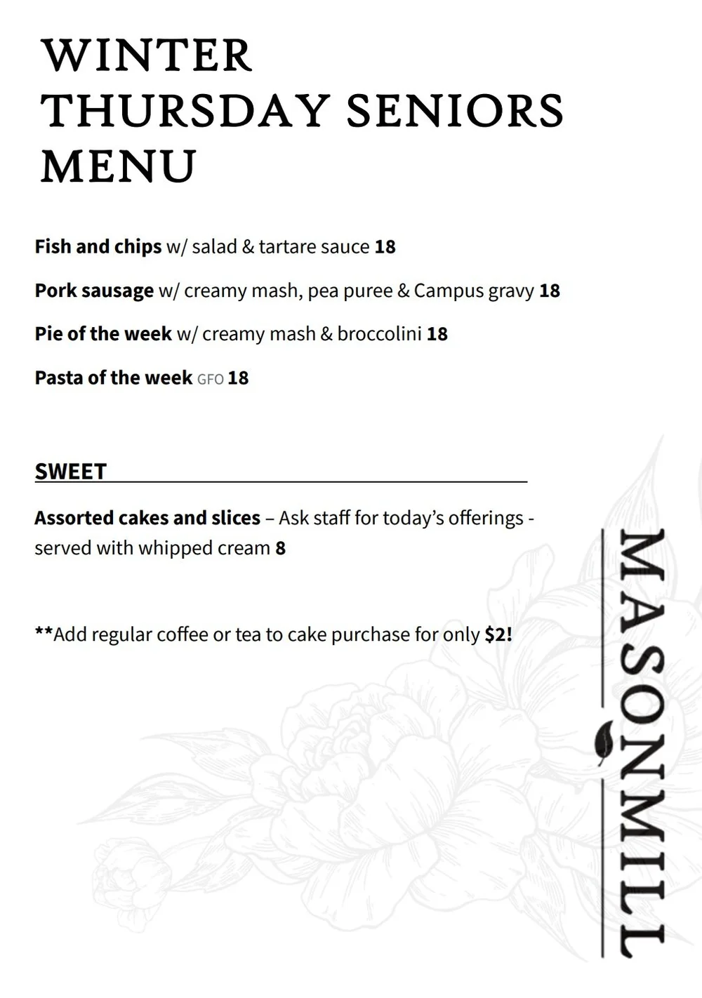 Menu — Masonmill Perth Hills