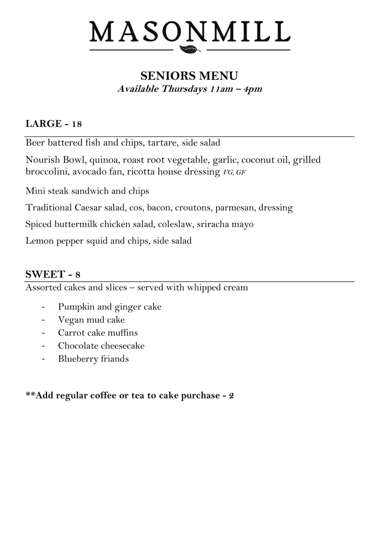 Menu — Masonmill Perth Hills