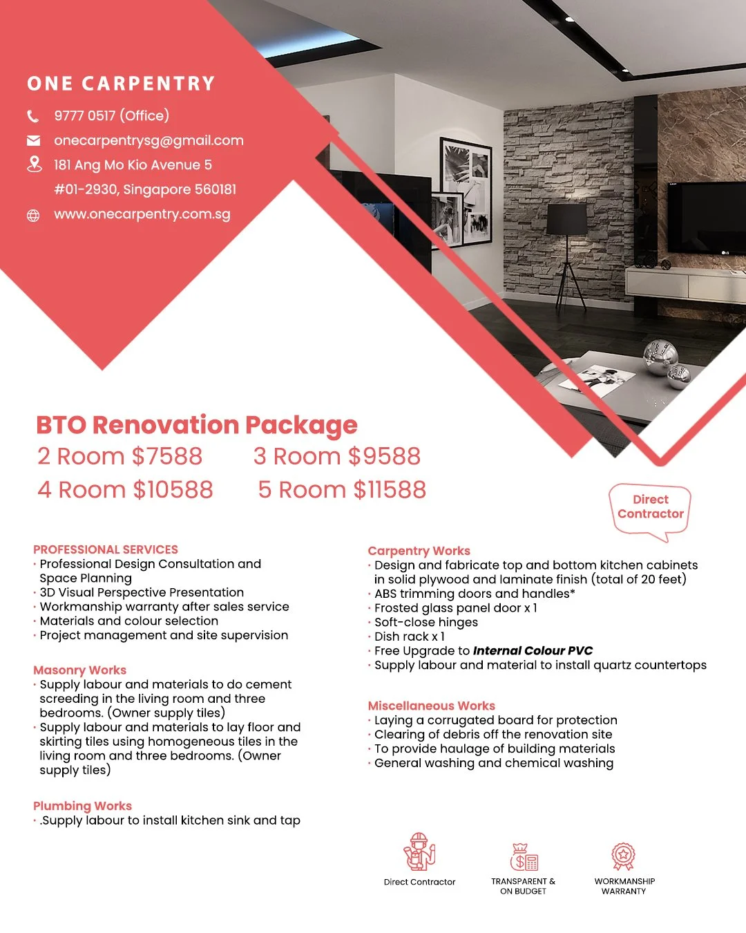 BTO Renovation Package — One Carpentry & Renovation