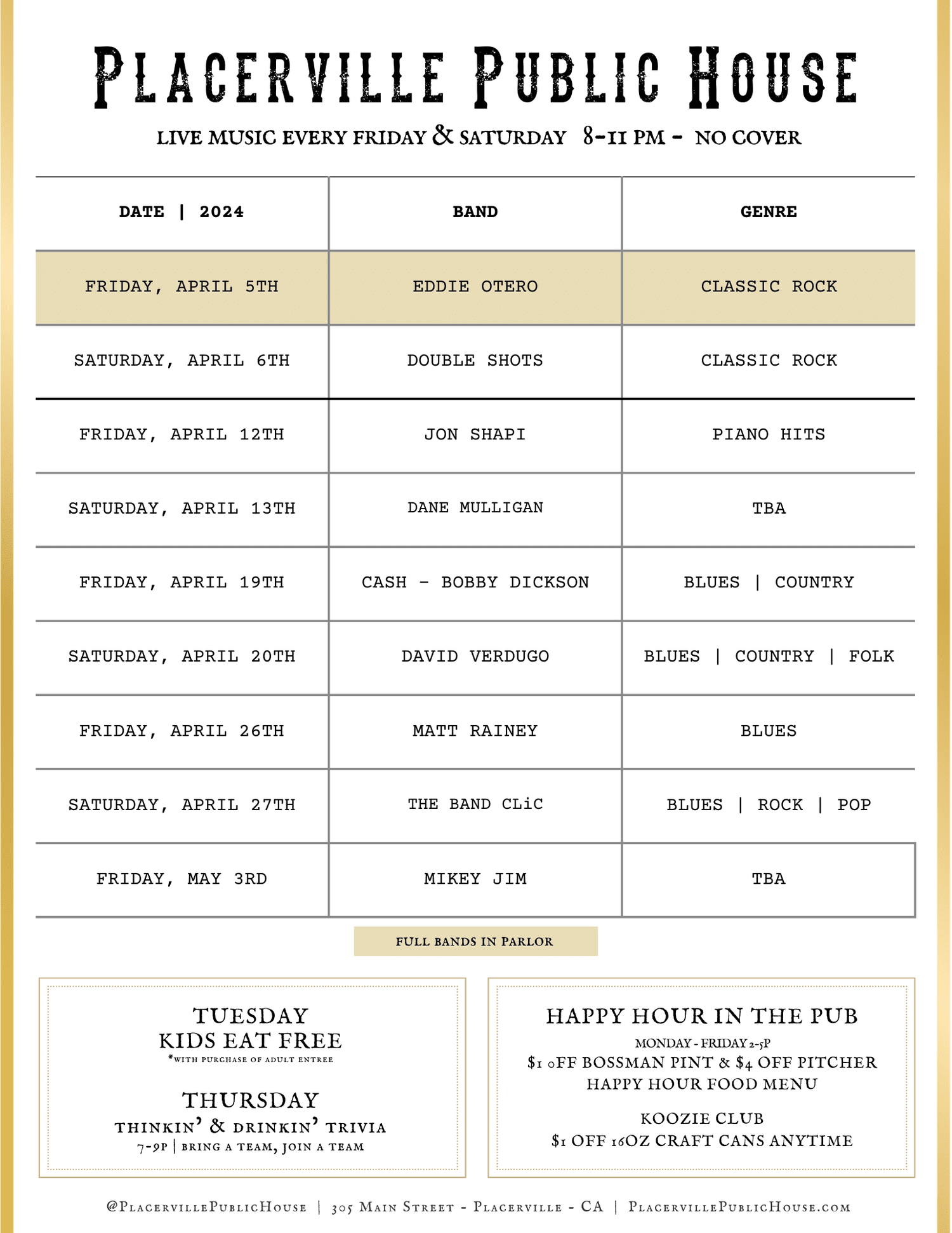 Visit — Placerville Public House