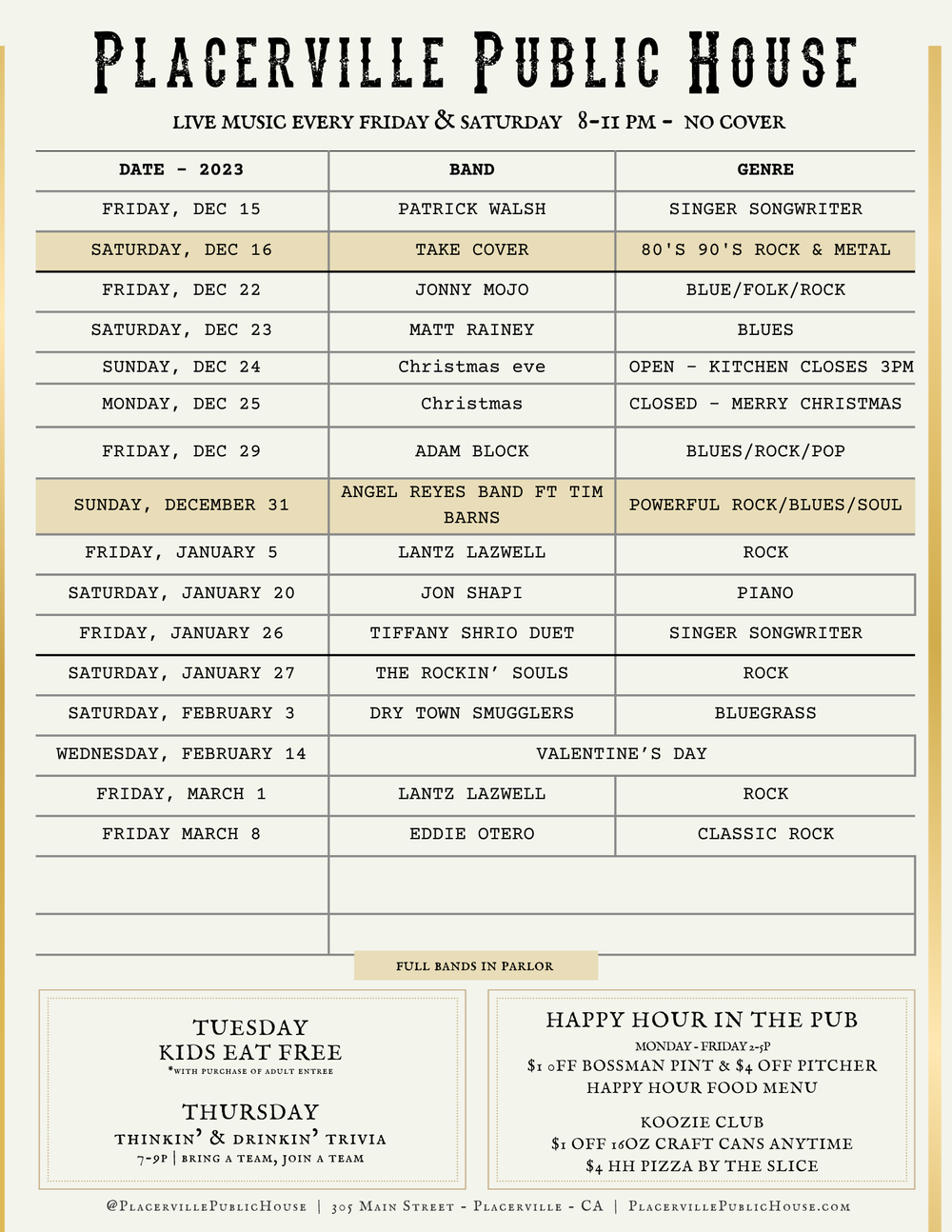 Visit — Placerville Public House