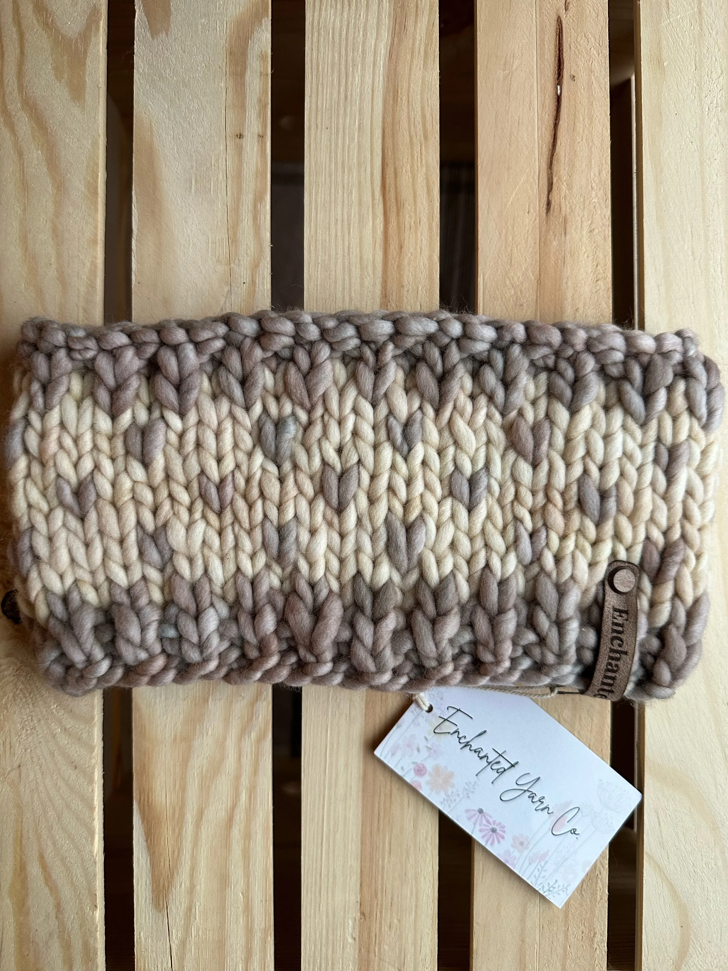 Cool Grey & Natural Merino Wool Headband — Enchanted Yarn Co.