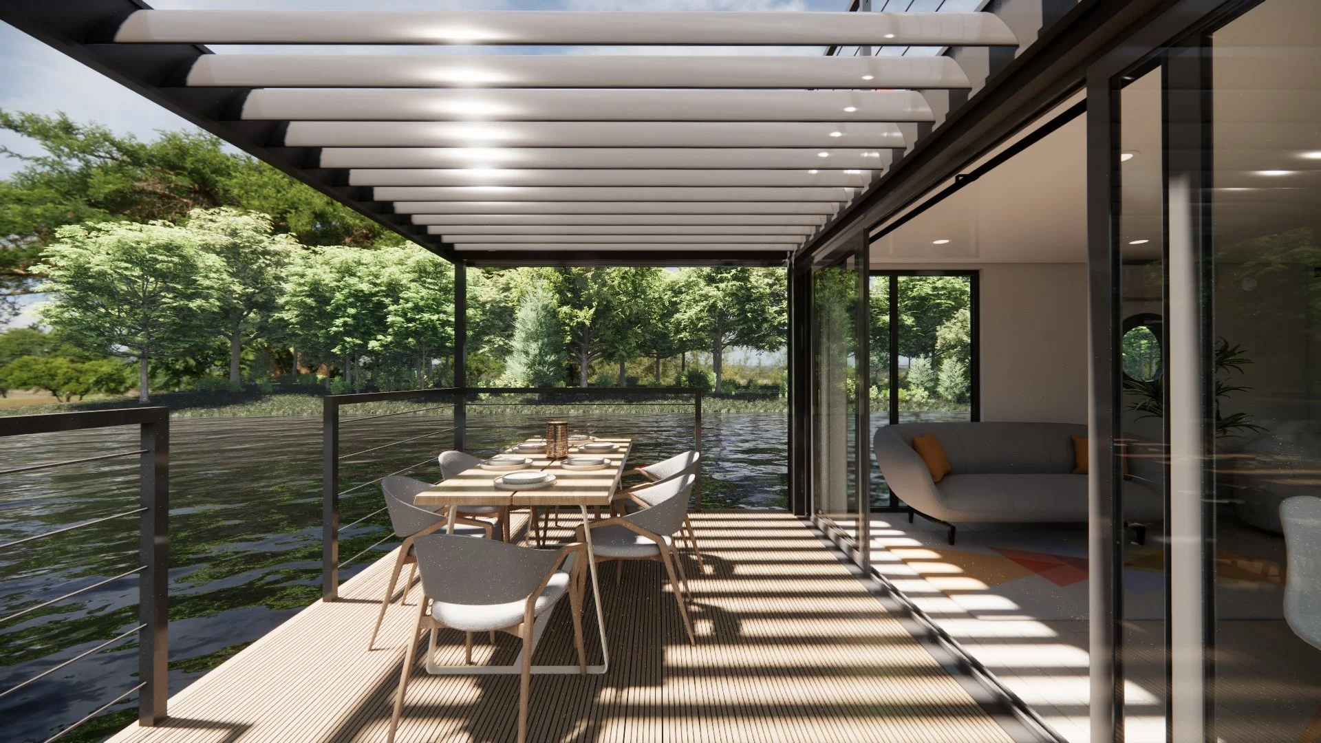 Waterpod 50 Houseboat, 2 Bedrooms + 2 Bathrooms — Waterpod