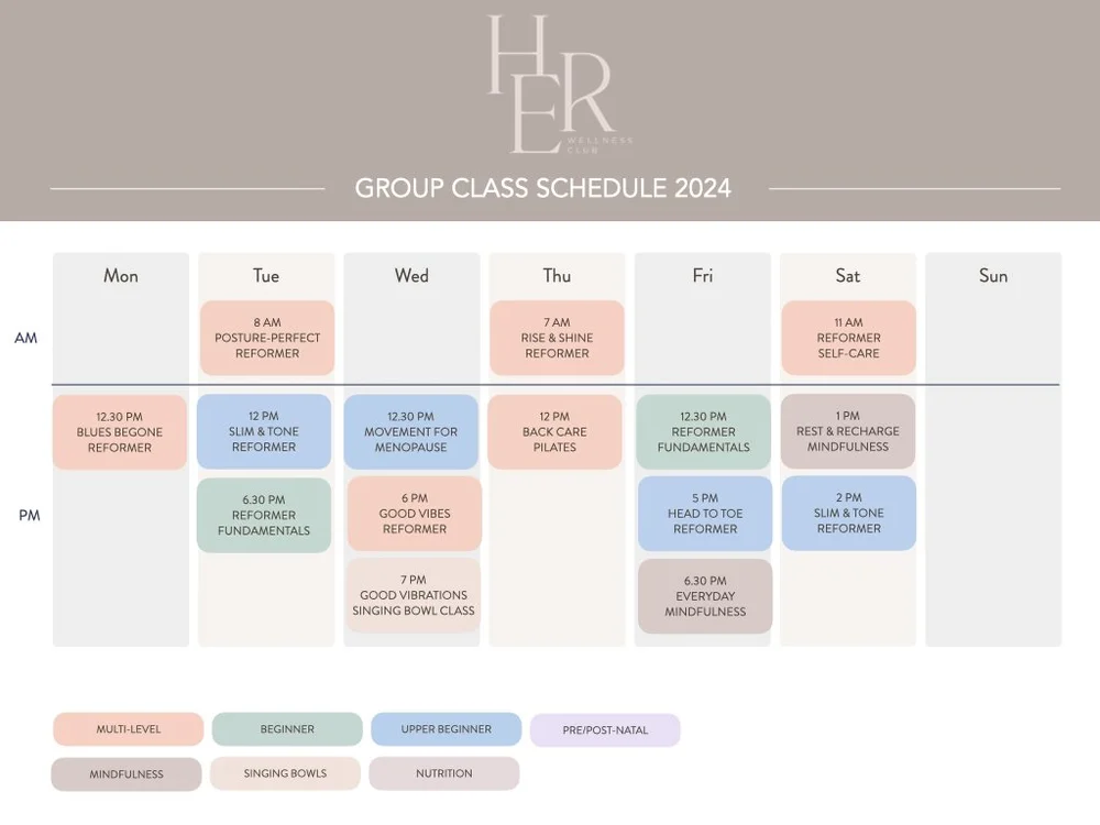 Group Class Schedule — HER Wellness Club