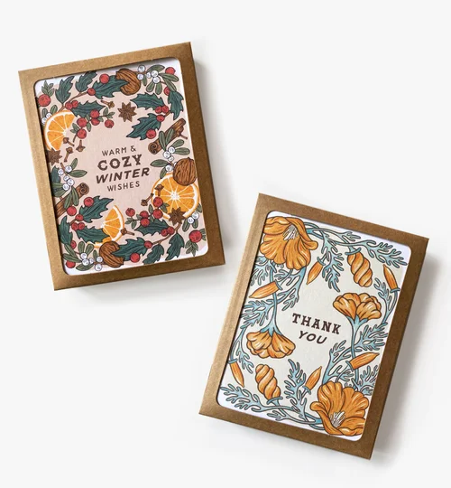 Woodland Violet Thank You Boxed Card Set — Root & Branch Paper Co.