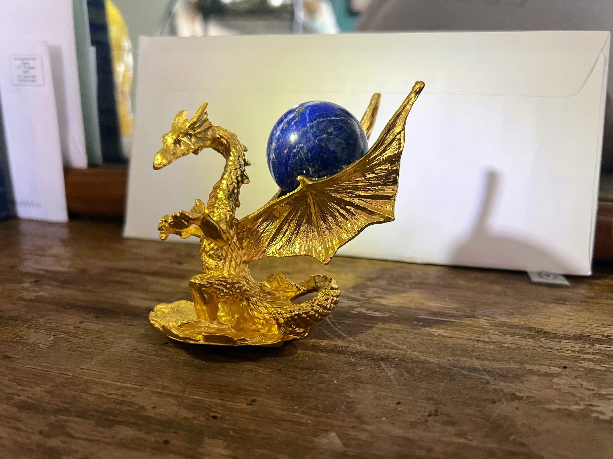 Small Golden Dragon Sphere Holder — Mystic Healing Stones