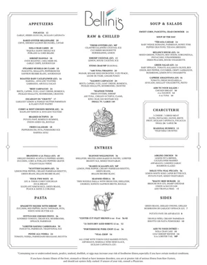 Menu — Bellini's