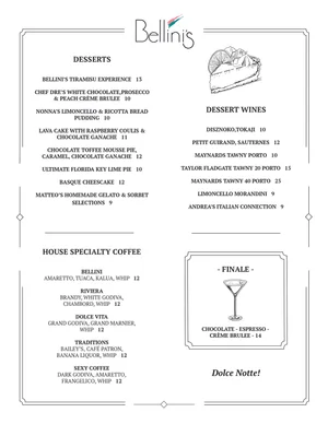 Menu — Bellini's