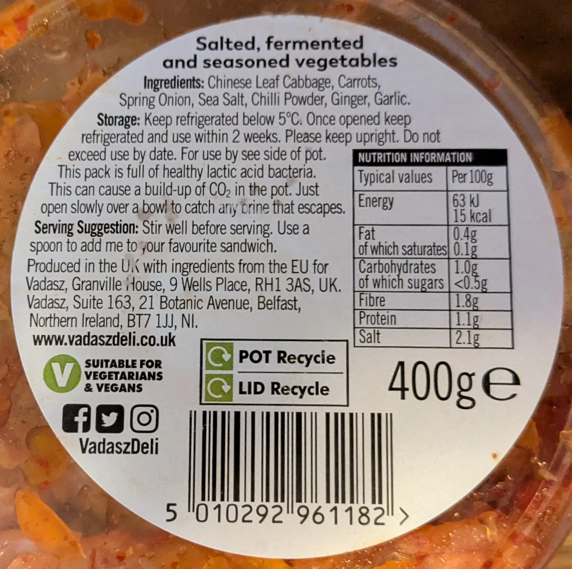 Vadasz kimchi review — Hello Gut Health