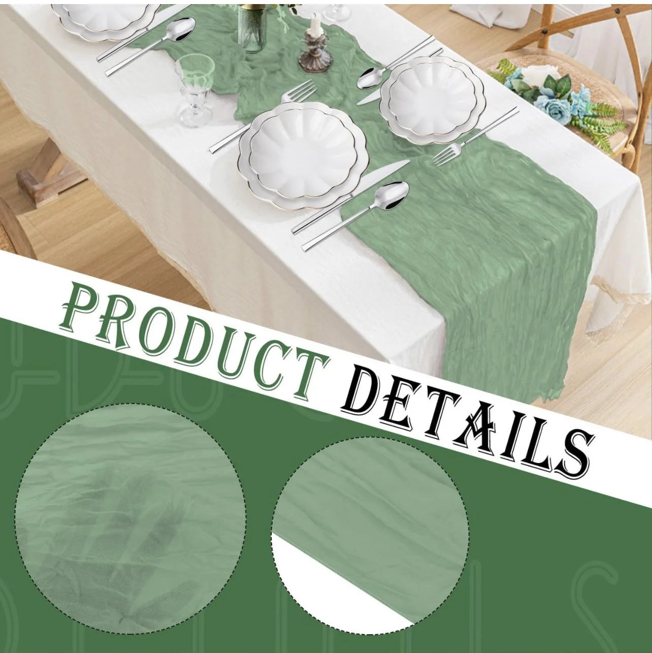 Sage Green Table Runner — Wright Rentals