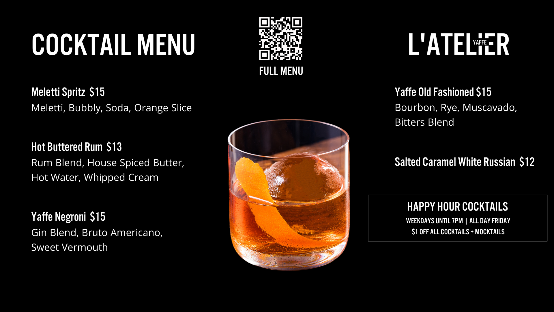 Café Yaffe Menus — L'ATELIER YAFFE