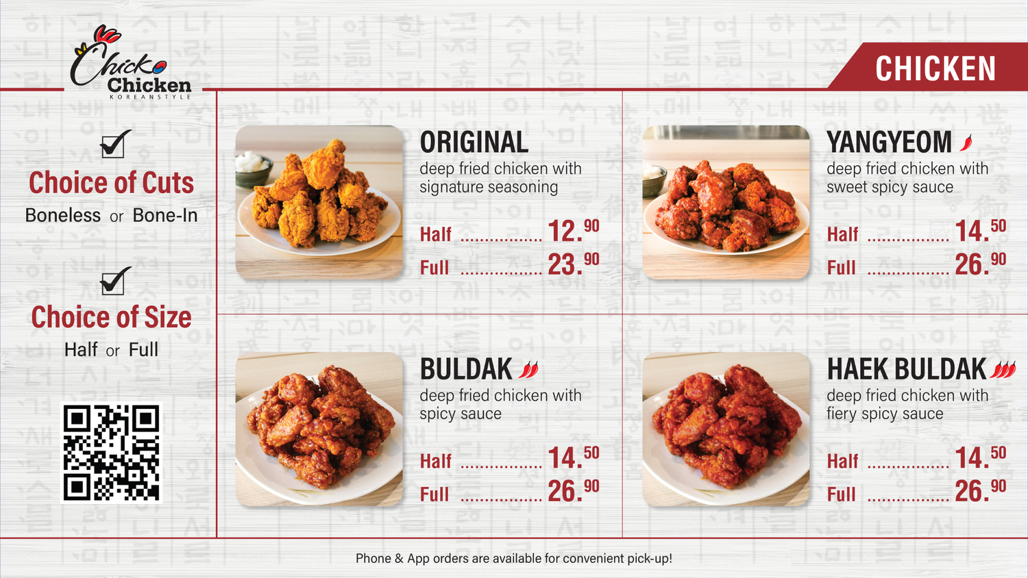 Menu 1 — Chicko Chicken WA