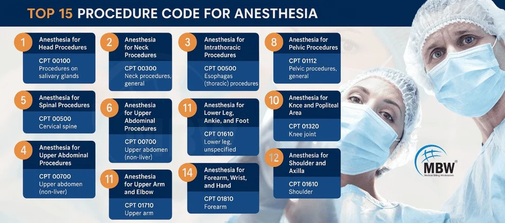 Top 15 Procedure Code for Anesthesia Billing for 2025