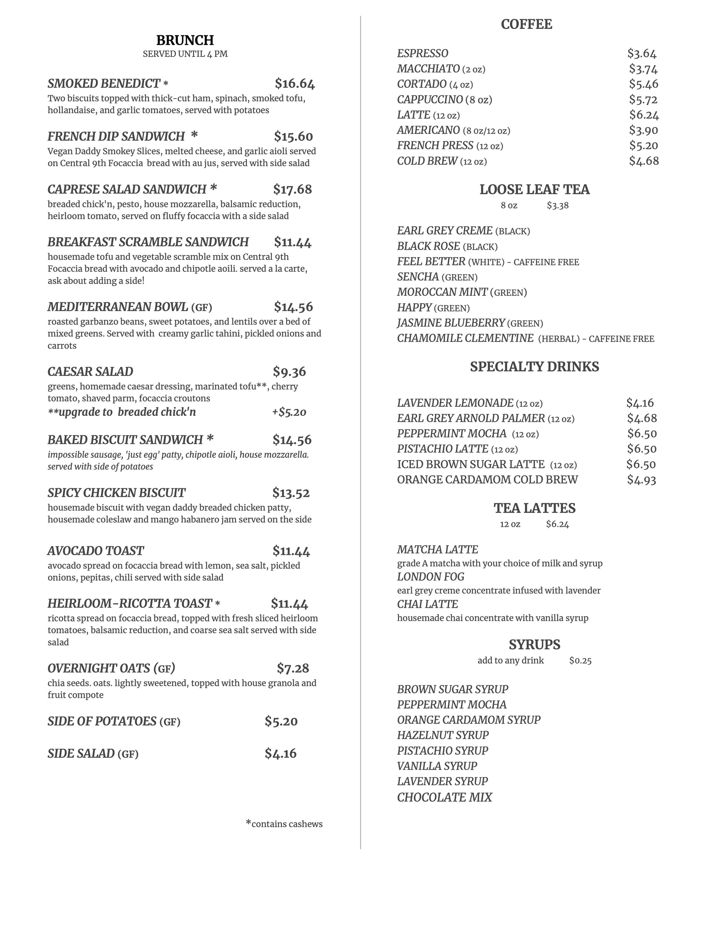 Menu — Passion Flour