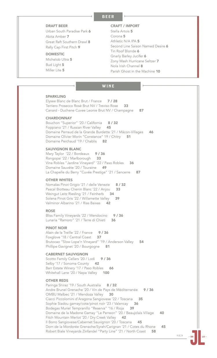 Menu — JED's Local
