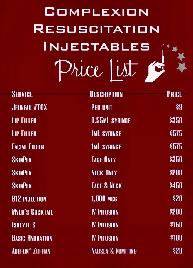 SERVICES — Complexion Resuscitation Injectables, LLC