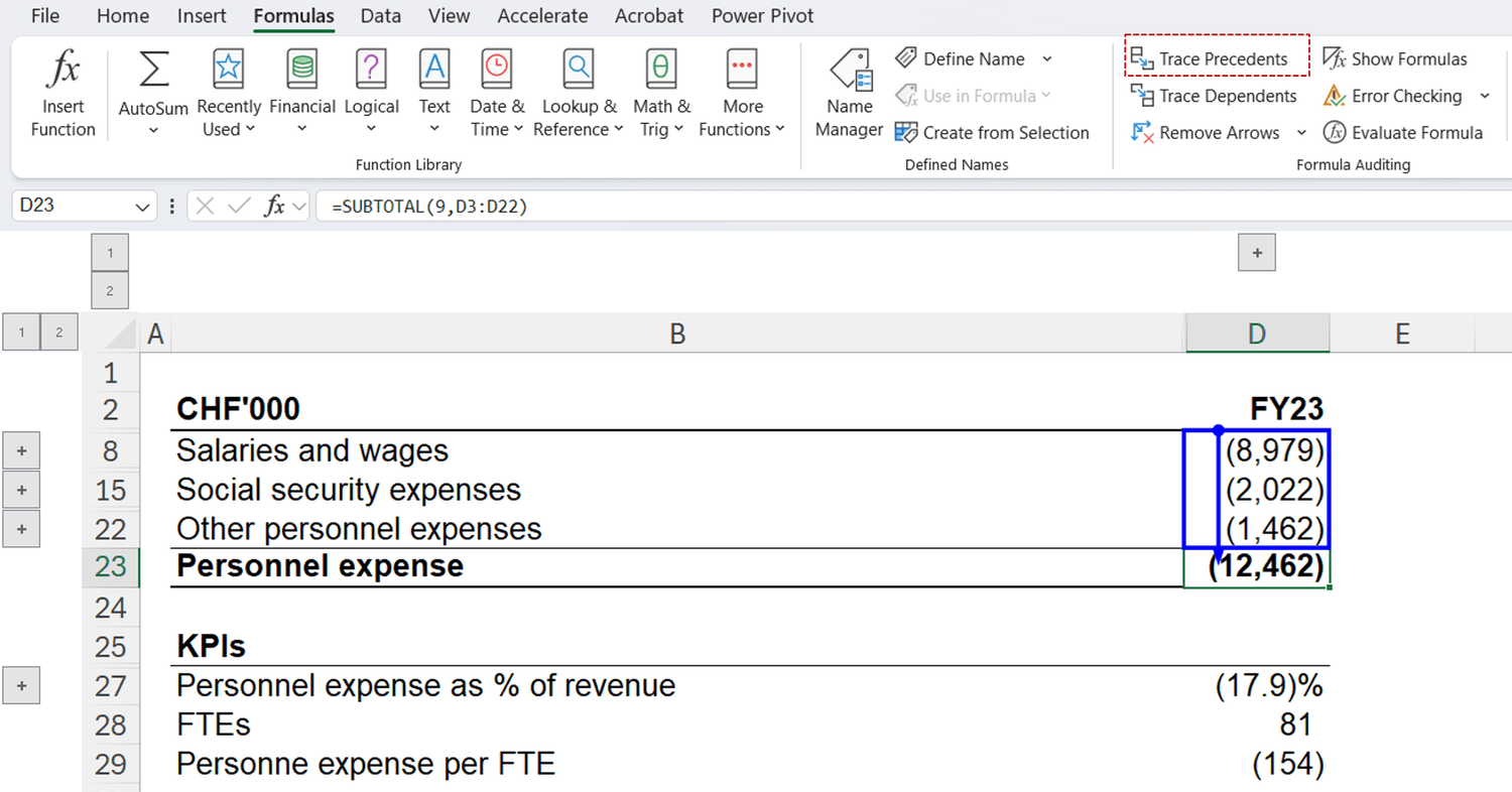 Trace Precedents & Trace Dependents in Excel | Accelerate Excel